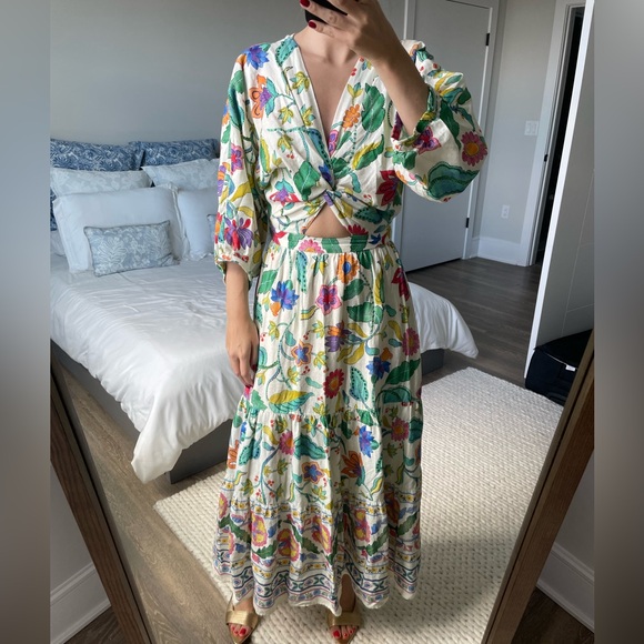 Zara | Dresses | Zara Boho Floral Maxi Dress With Cutout Detail | Poshmark